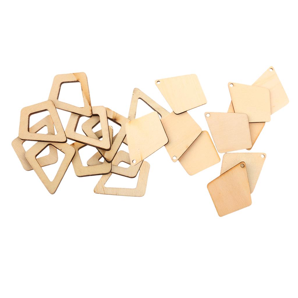 20 Pieces Unpainted Wood Rhombus Shapes Crafts DIY Embellshments Art ...