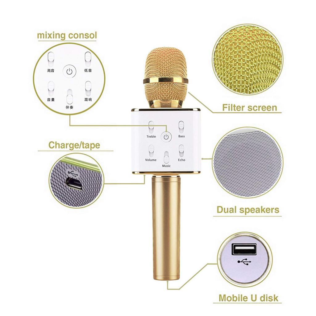 Alpexe Microphone Q7 Bluetooth Micros Sans Fil Portable Haut-parleur ...