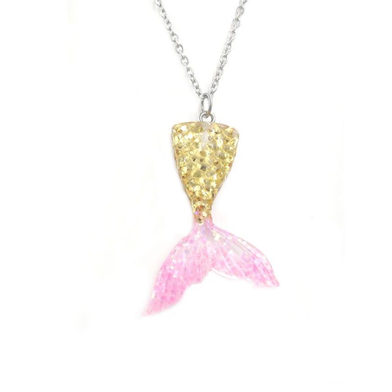 Buy Fairy Tale Necklace Mermaid Fish Tail Shape Pendant Chain Necklace ...
