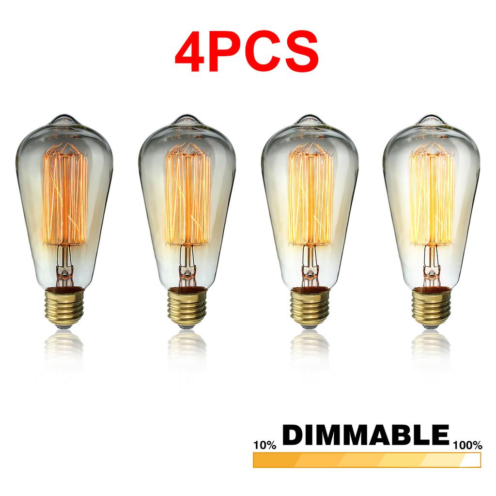 Buy 4 Pack Style Edison Glass Bulb Vintage Antiquecarbon Filamnet Clear ...
