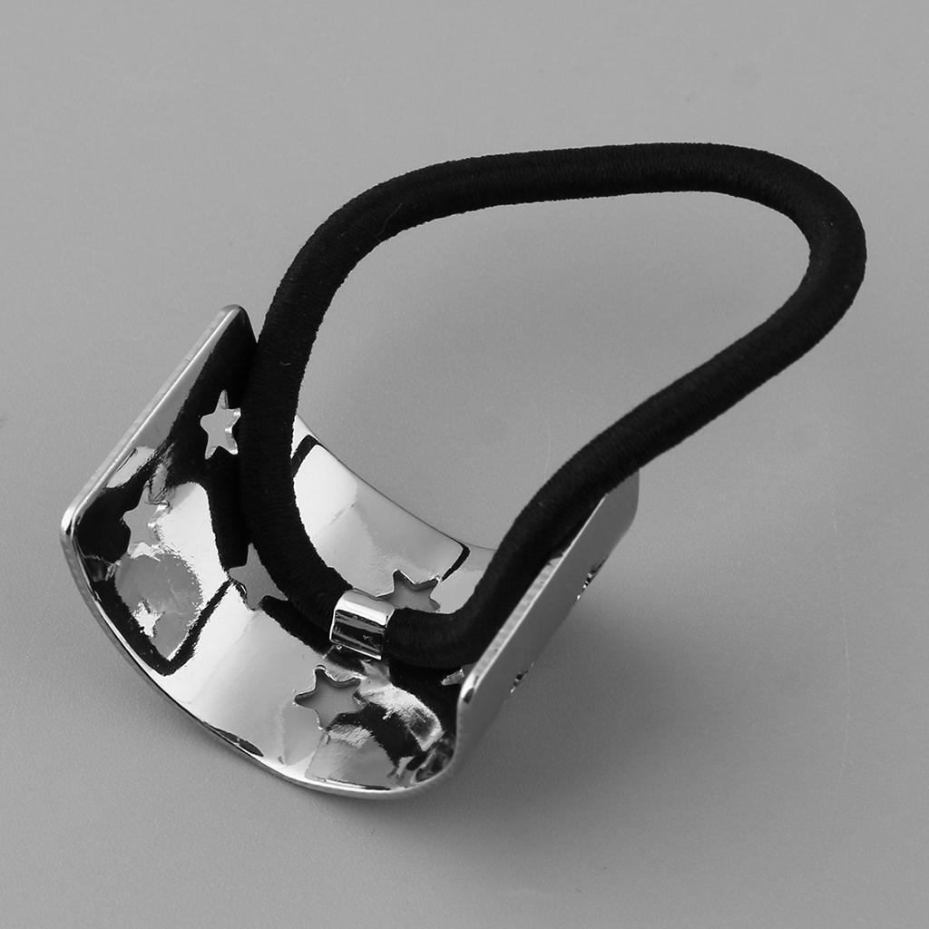 Hair Ponytail Holder Ring Hollowed Metal Cuff Wrap Elastic Band Pony ...
