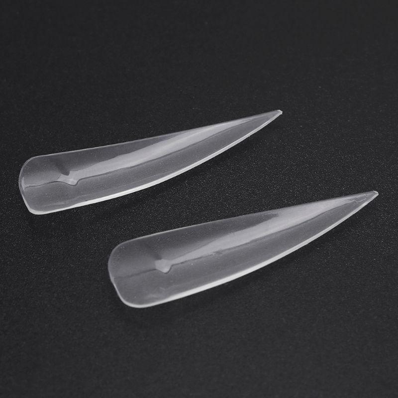 50Pcs/Set Nail Art Natural Sharp Stiletto Long Claw French False Fake ...