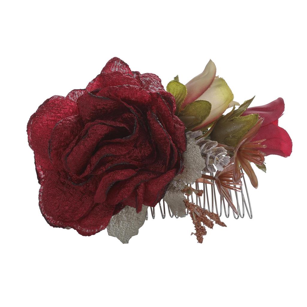 Buy New Fabric Rose Hair Comb Handmade Bride Hair Comb Clip Flower ...