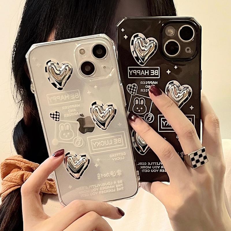 Cheap Plating 3D Loving Heart Clear Case For Apple iPhone 13 Pro Max ...