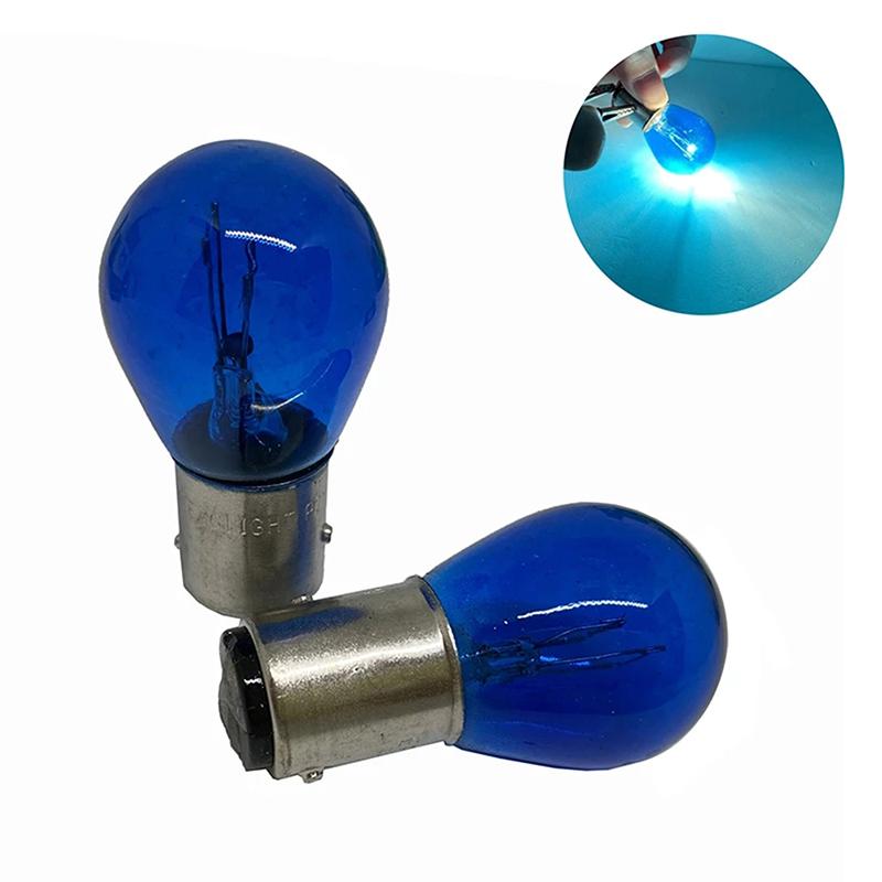 Buy 2Pcs 1157 Bay15D Halogen Bulb Blue Automotive Braking Steering ...