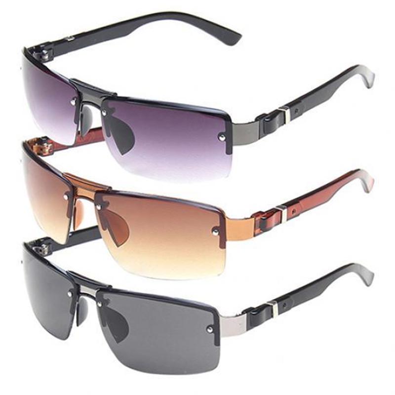 Buy Sunglasses Half Rim Sunglasses Men Rectangle Fashion Retro Sun ...
