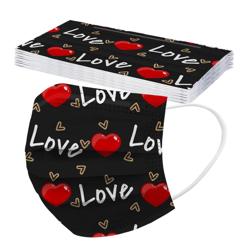 Buy 50PC Adult Valentine's Day Print Mask Disposable Face Mask 3Ply Ear ...