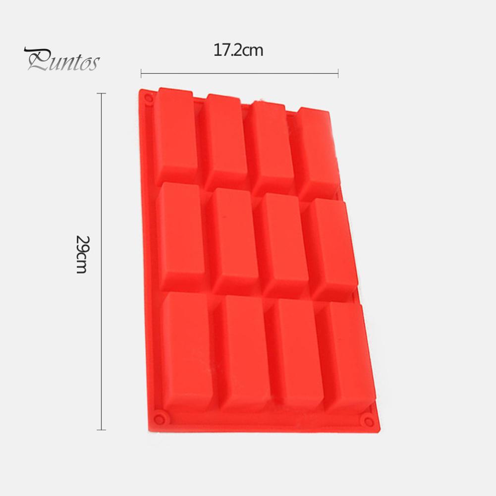 Puntos DIY Silicone 12 Grids Rectangular Cake Fondant Chocolate Dessert ...
