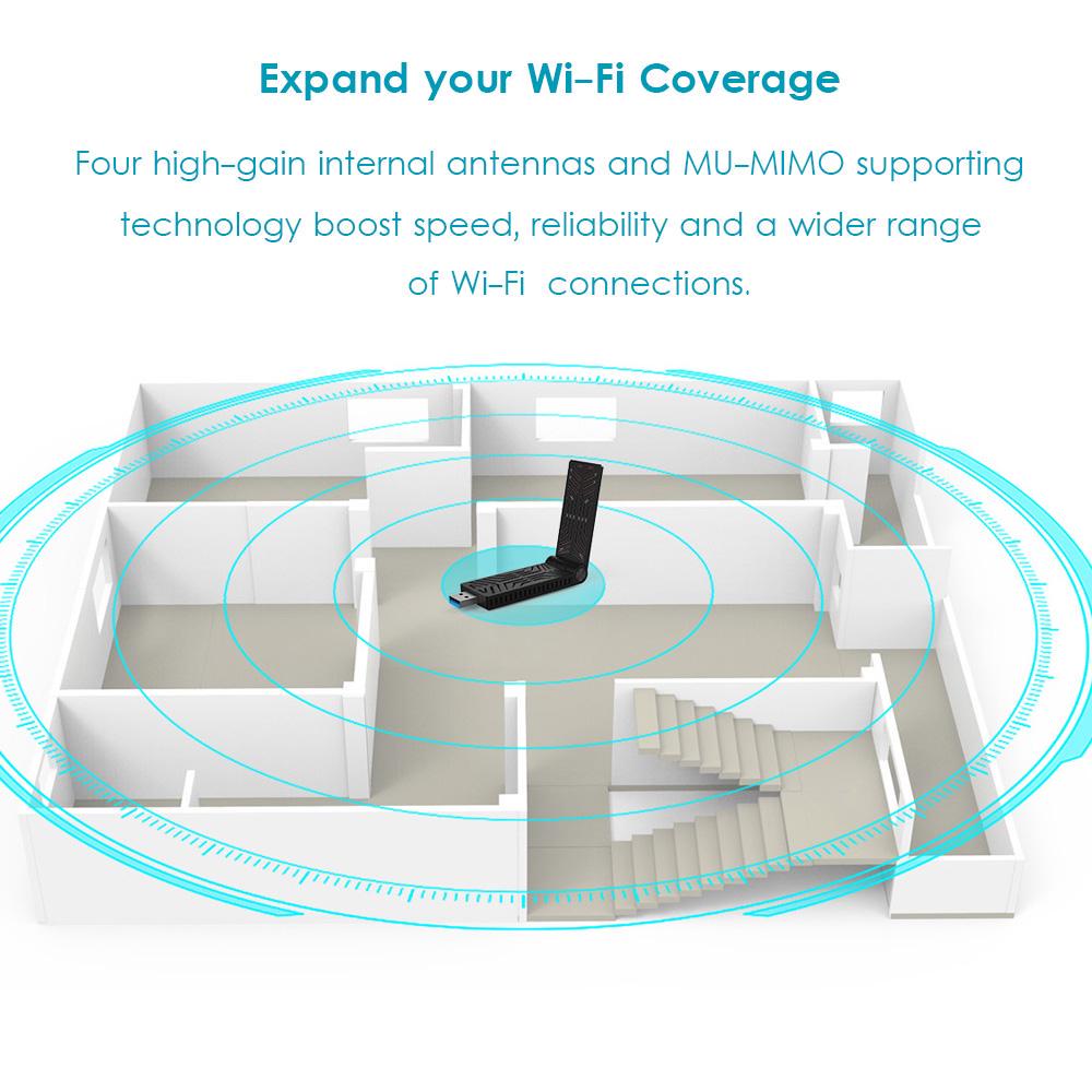 Buy WAVLINK AC1900 Dual Band USB 3.0 WiFi Adapter 5GHz/2.4GHz 1900Mbps Wifi Dongle Wireless ...