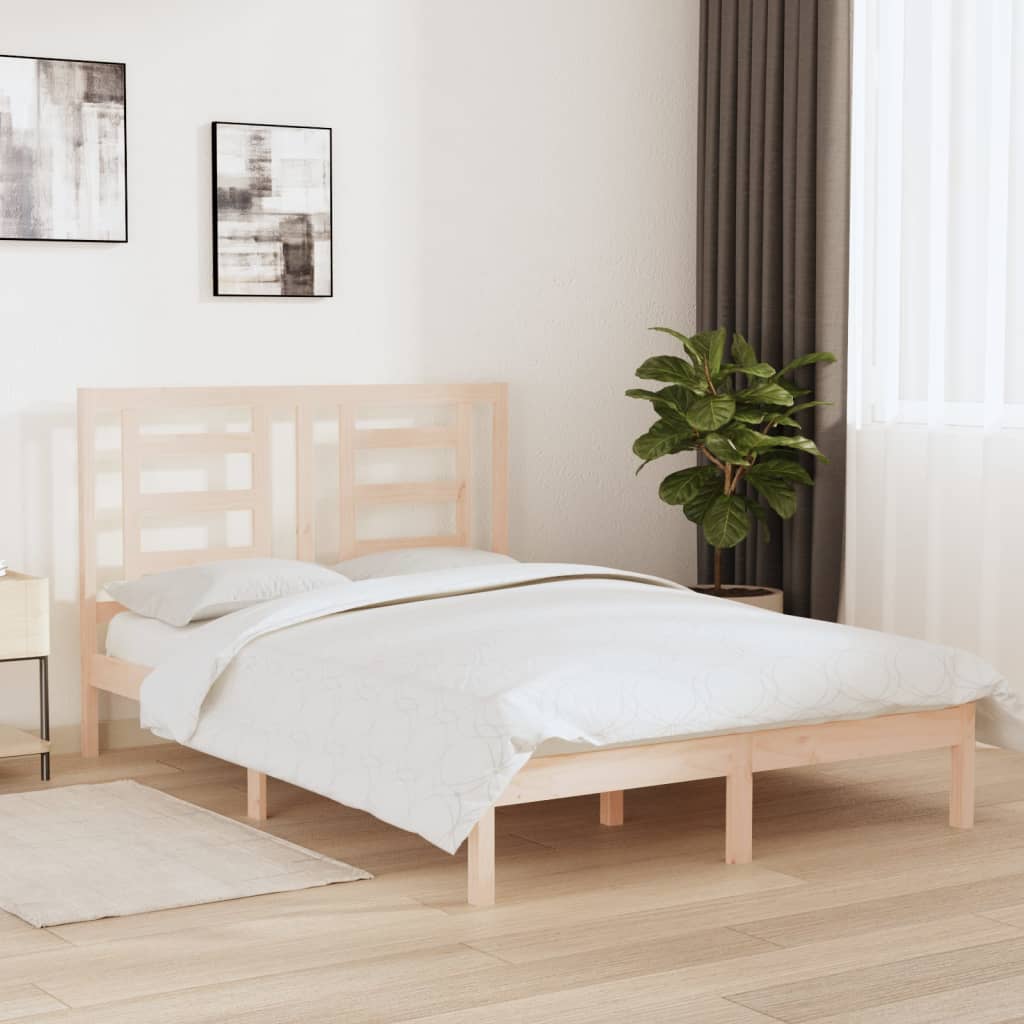 Buy Bed Frame Solid Wood Pine 135x190 cm 4FT6 Double at affordable ...