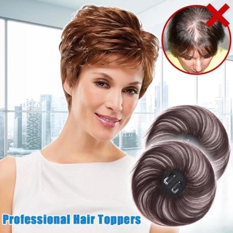 Buy Clip-On Hair Topper Wig Human Hair Hairpiece Hair Extension Wig for ...