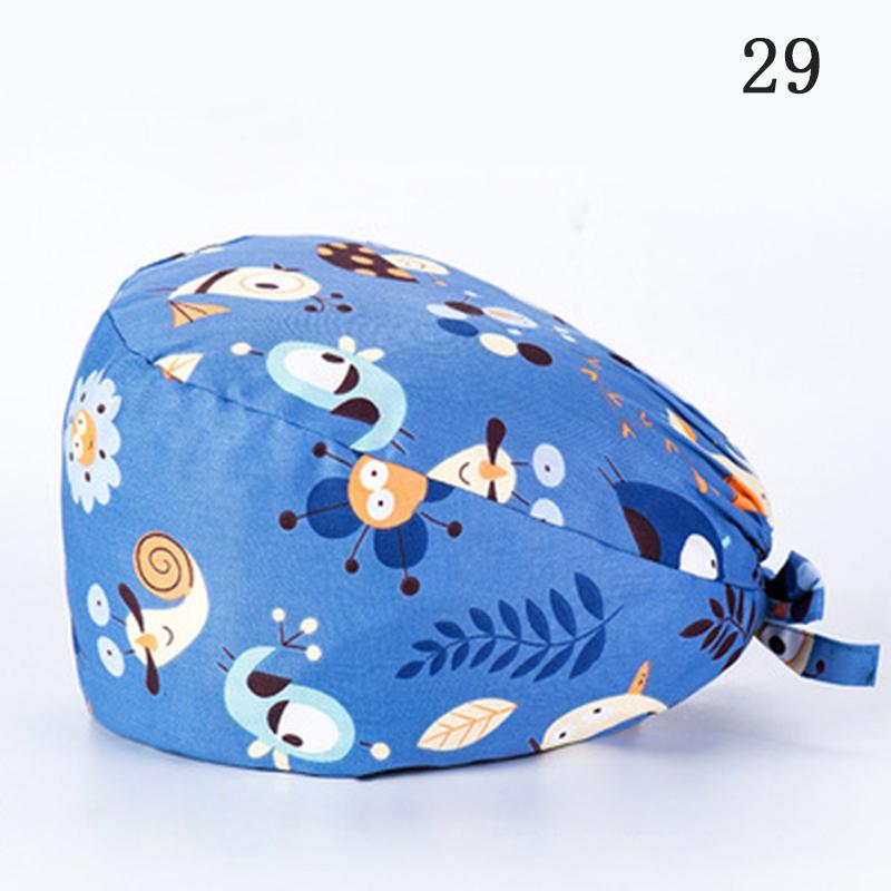 Buy Unisex Fashion Bouffant Cap Nurse Cap Surgical Caps Print Button ...