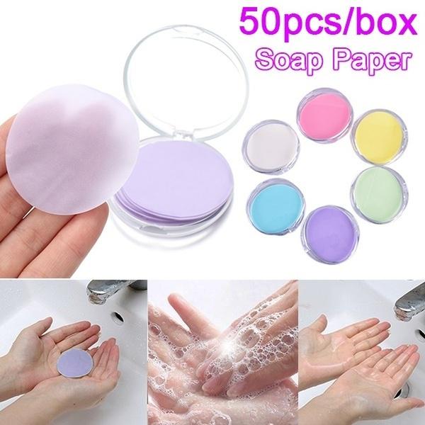 50pcs Portable Hand Washing Disposable Mini Paper Soap Outdoor Travel ...