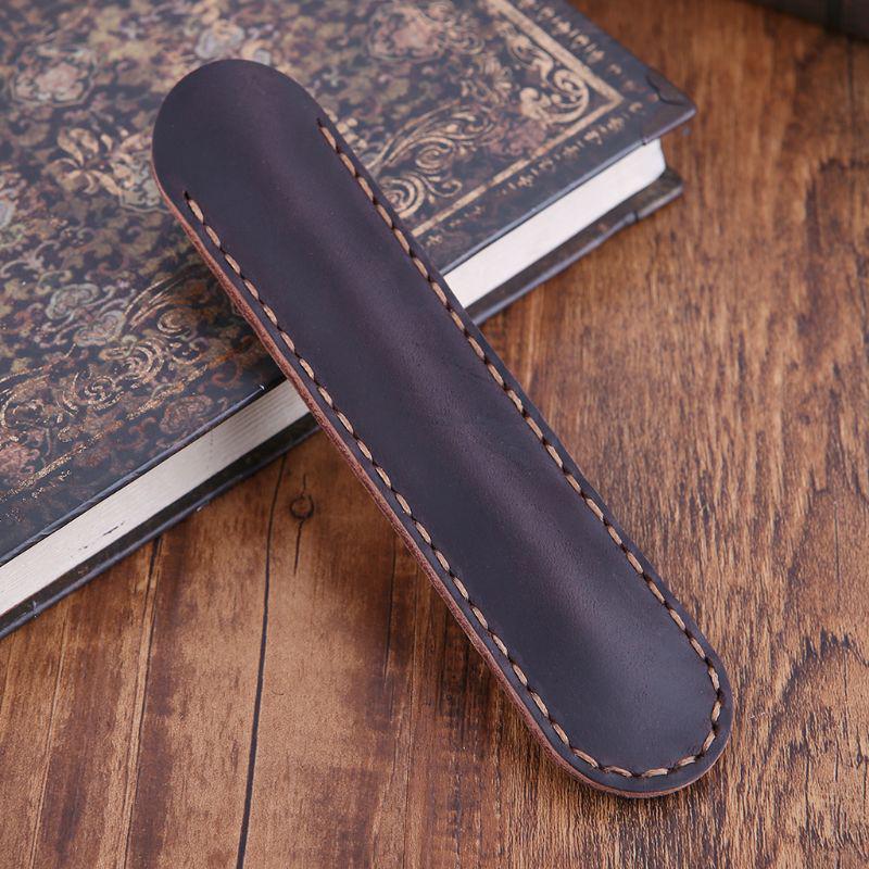 Buy Retro Leather Pen Holder Ballpoint Single-Pen Protective Sleeve ...