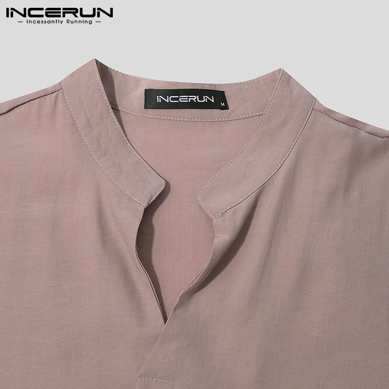 Buy INCERUN Spring Men V Neck Formal Henley Shirts Long Sleeve Office ...