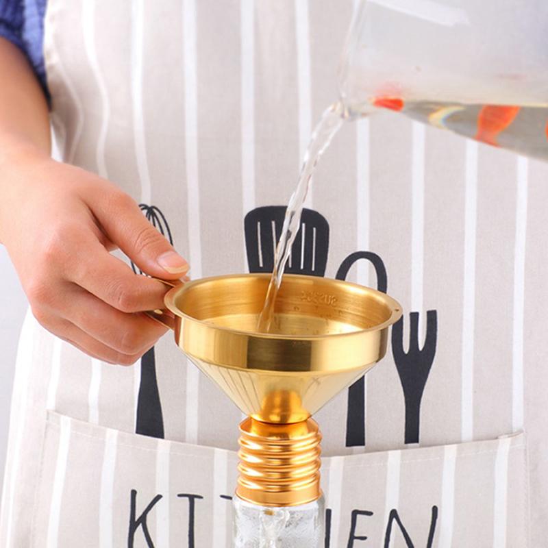 Cheap 1Pc Stainless Steel Gold Funnel Kitchen Oil Liquid Metal Funnel ...