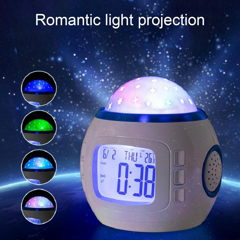 Buy Rotating Starry Sky Projection Lamp Alarm Clock LED Night Light ...