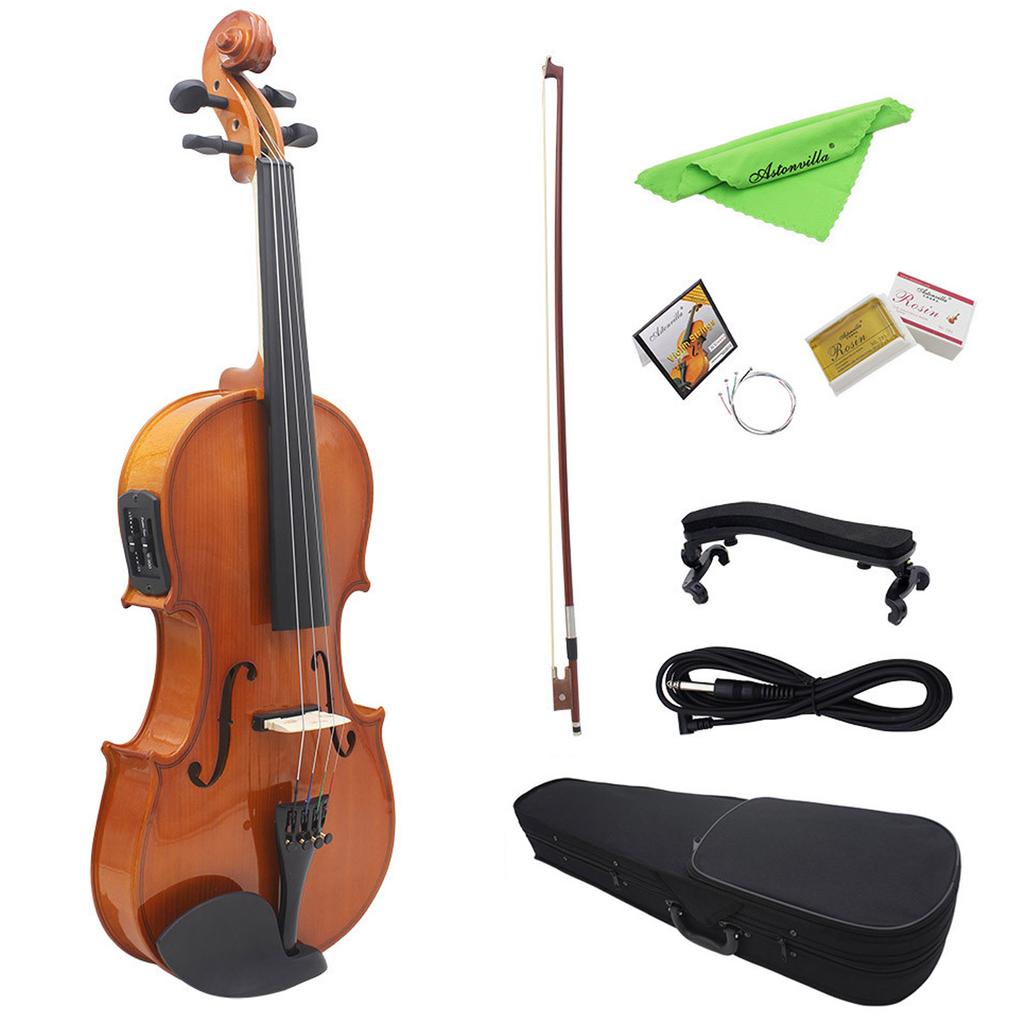 Buy 44 Full Size Natural Acoustic EQ Violin Fiddle Solid Wood Spruce ...