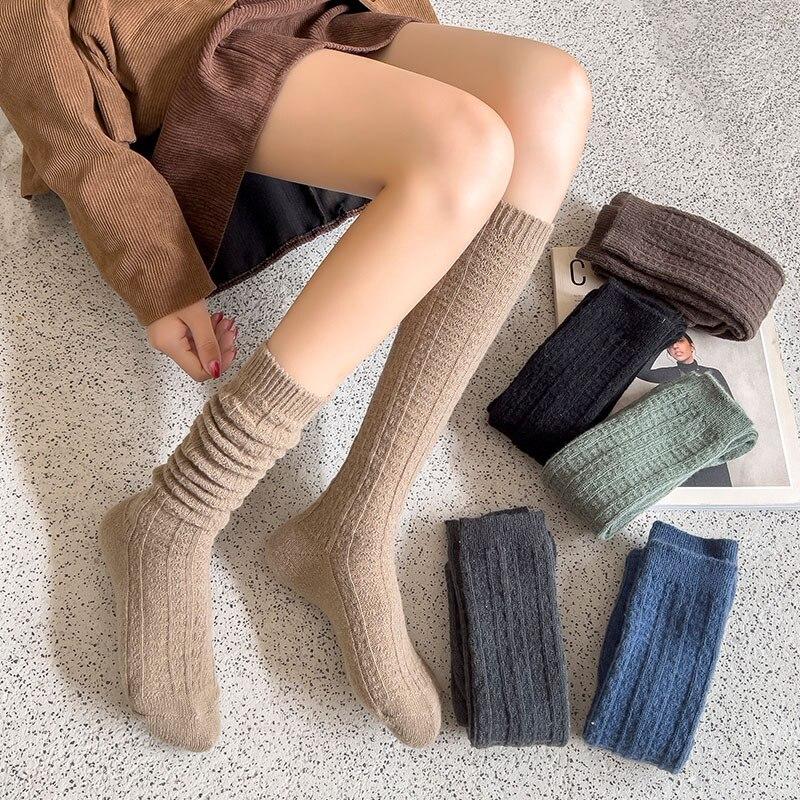 Buy Long Socks Women Stockings jk wool socksThicker Solid Warm Thigh ...