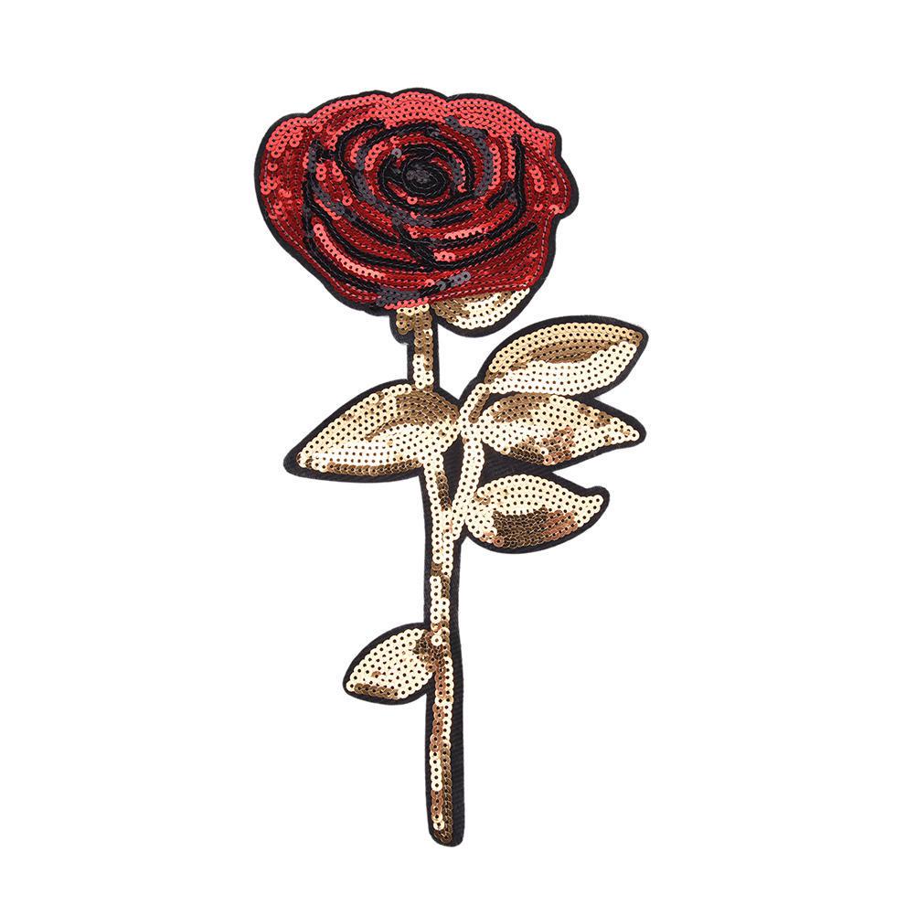 Buy Rose Flowers Sequins Clothes Embroidered Iron On Patches for ...