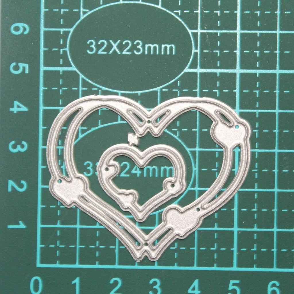 Cheap 2pc DIY Love Heart Shaped Metal Cutting Dies for DIY Scrapbooking ...