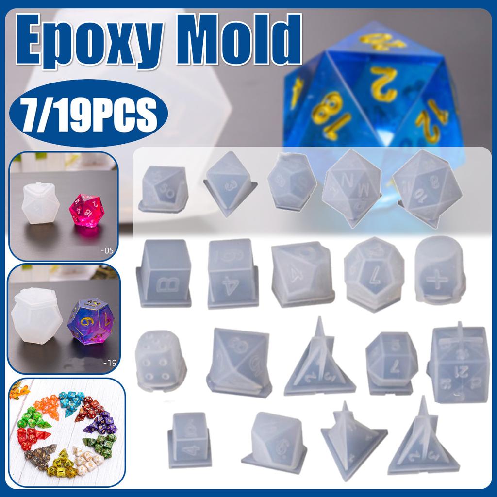Buy DIY Crystal Epoxy Mold Dice Fillet Shape Digital Game Silicone ...