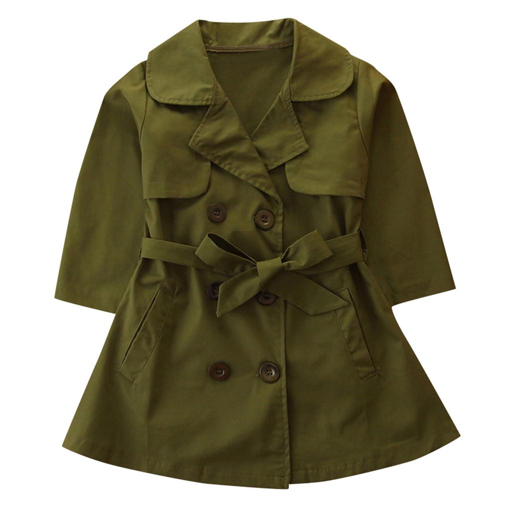 Buy AOM Toddler Kids Baby Girls Long Sleeve Trench Coat Windbreaker ...