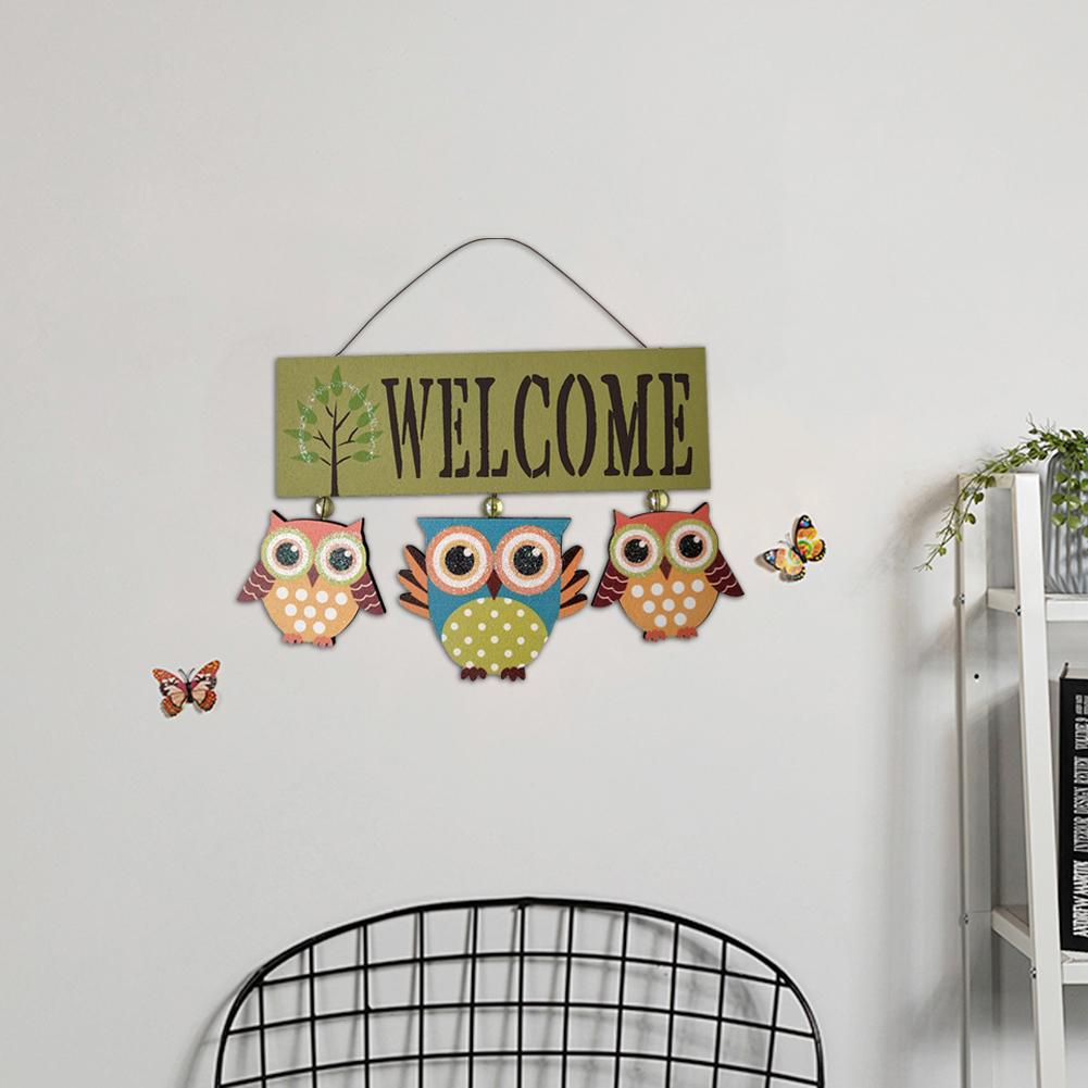 Buy Wooden Welcome Owl Door Sign Pendant Front Porch Hanging Home Wall ...