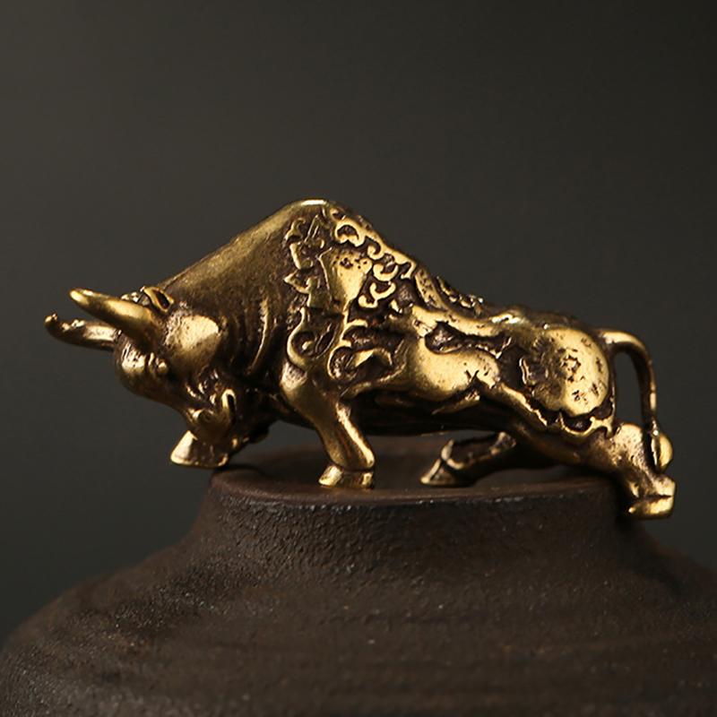 Buy 1Pc Brass Animal Ox Statue Ornament Chinese Ox Office Desk Decor at ...