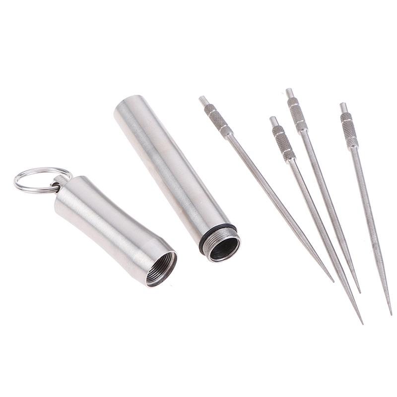 1Set Portable Travel Reusable Titanium Metal Toothpick Fruit Pick ...