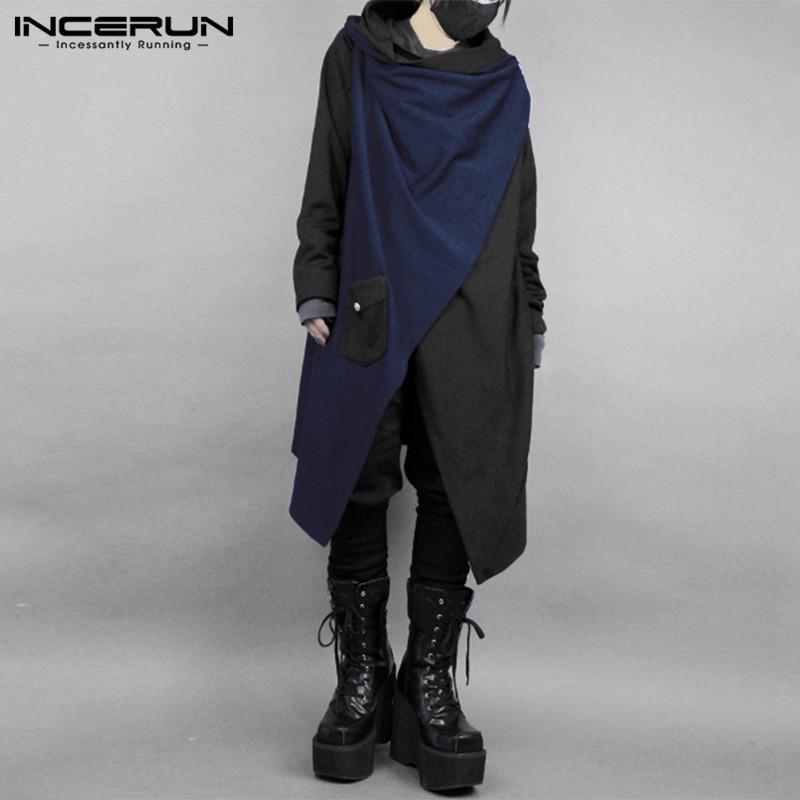 Buy INCERUN Spring Autumn Men Long Sleeve Gothic Cloak Cape Poncho Tops ...