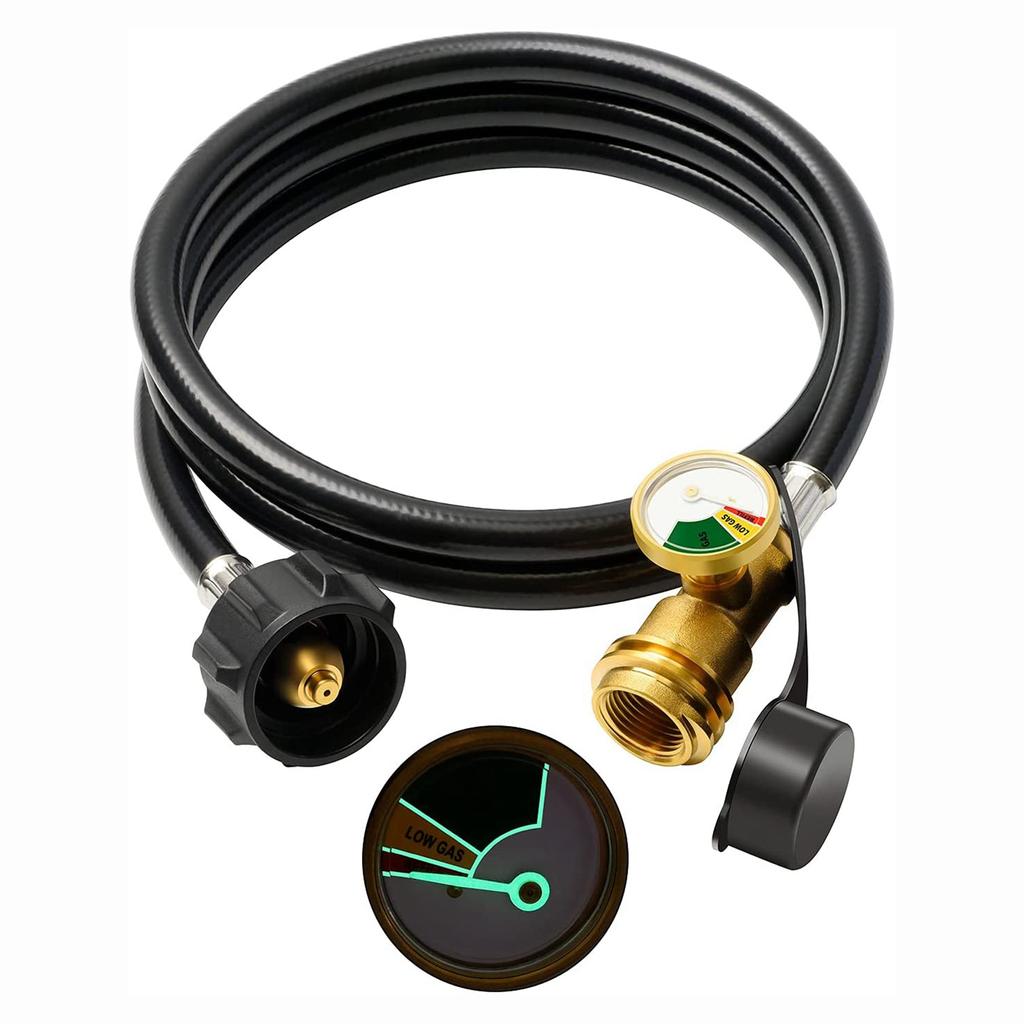 Buy 5 Feet Propane Tank Extension Hose with 0-30PSI Gauge, Brass QCC at ...