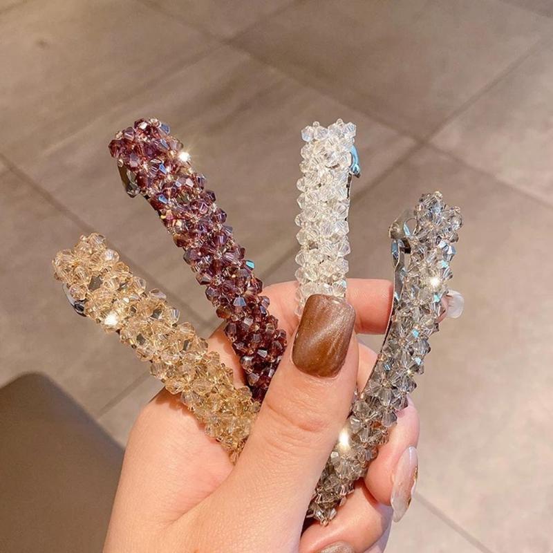 Satın alın 1PCS Sweet Crystal Beads Hair Clips Pins Back Hair Holder ...