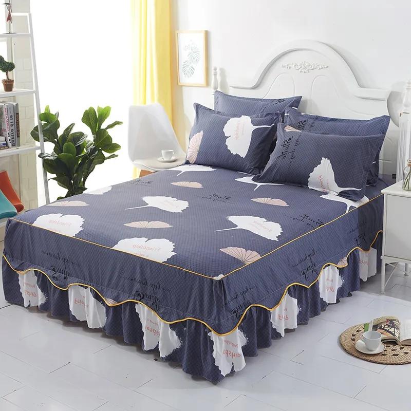 Buy Bed Sheet Cotton Lace Skirt Elastic Fitted Double Bedspread ...