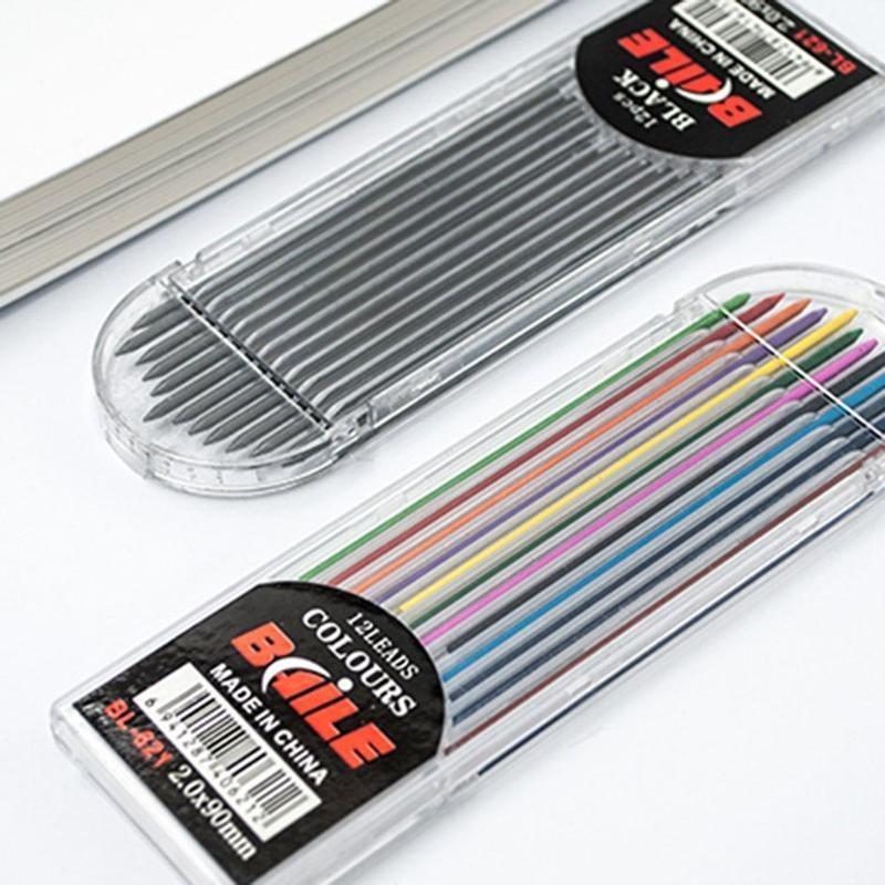 Buy 12PCS Length 90mm Mechanical Pencil Lead Art Sketch Drawing Color ...
