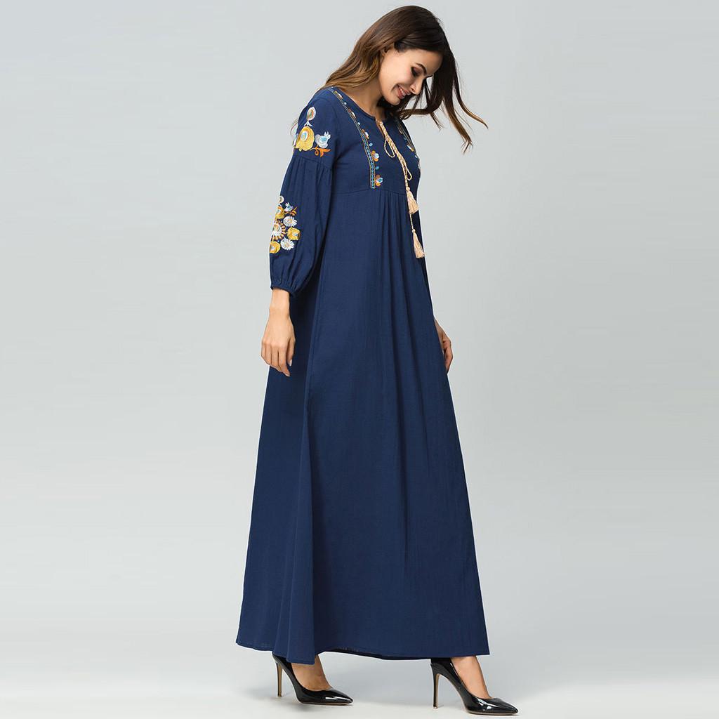 Buy Women's Middle Eastern Long Dress National Robe Abaya Islamic ...
