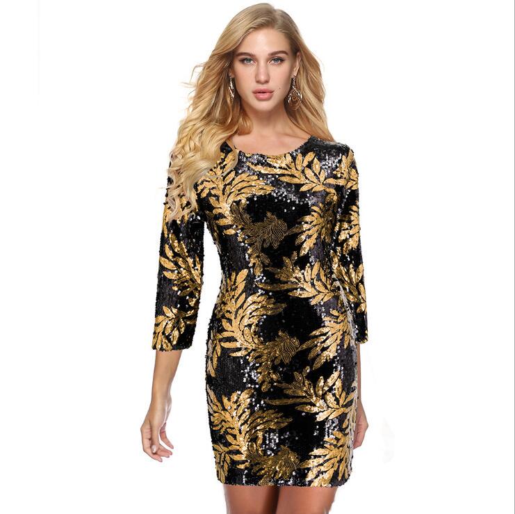 Buy Fashion Women Dress 3/4 Sleeveo-neck Zipper Back Mini Dress for ...