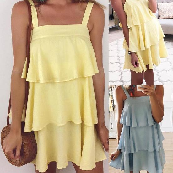Buy Thin Ladies Dress Soft Patchwork Short Solid Color Mini Dress for ...