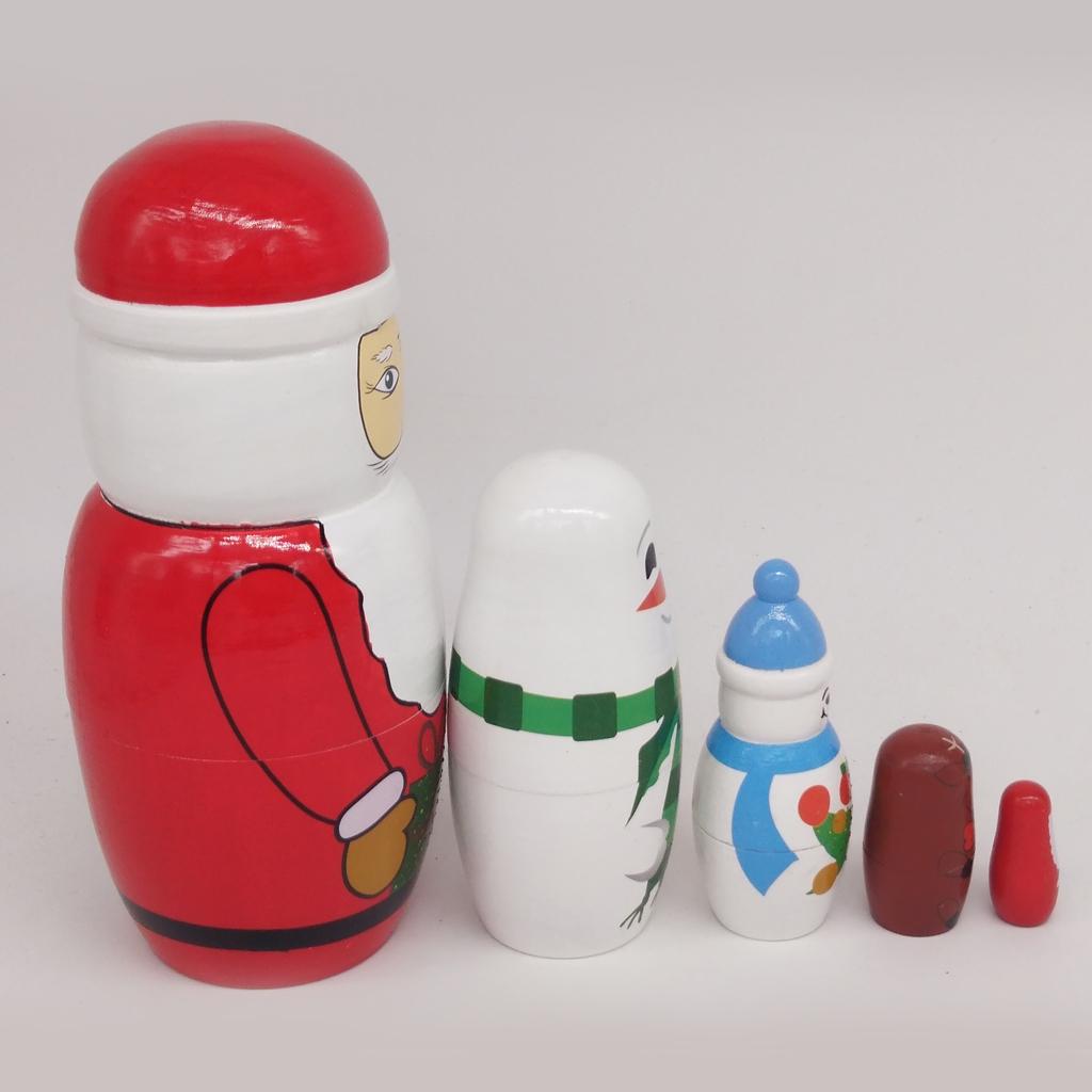 Buy 5pcs Wooden Russian Nesting Doll Santa Claus Shape Painted Nested ...