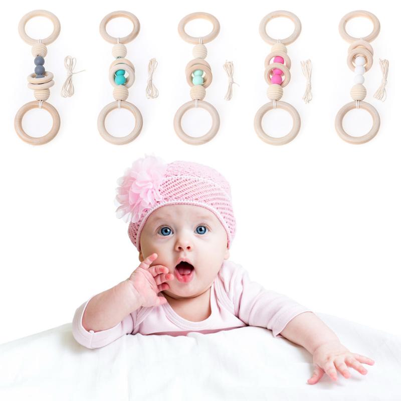 Baby Toys Ring Natural Wood Beads Pacifier diy Teething Nursing ...