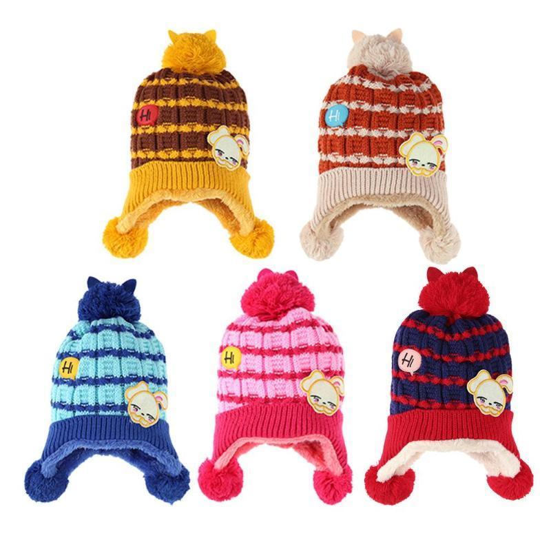 Cute Rabbit Baby Hat Infant Thick Winter Warm Hat Hair Ball Toddler ...