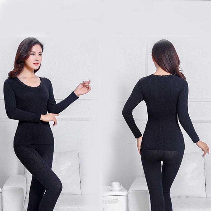 Buy 2 Pieces Women Long Johns Tops Bottoms Warm Tight Modal Thermal ...