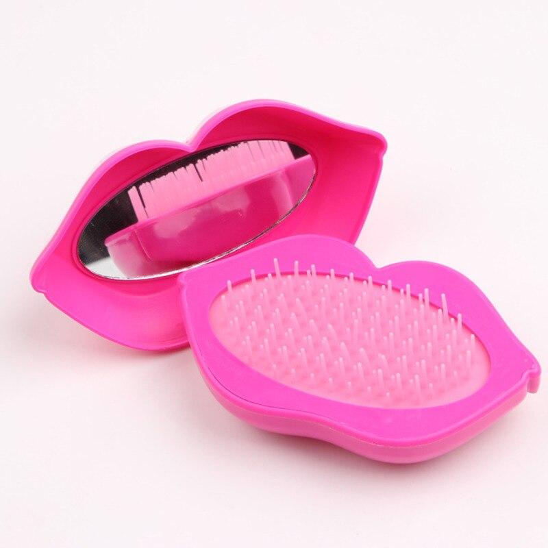 Buy Sexy Red Lips Woman Magic Handle Tangle Mirror Detangling Comb ...
