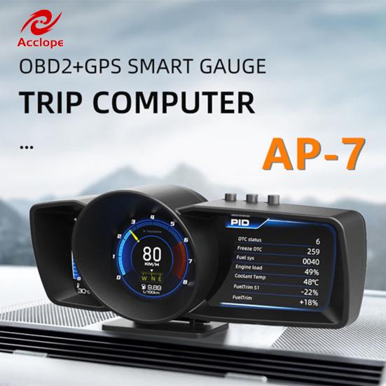 Buy AP-7 OBD GPS Smart Gauge HUD Display with Alarm Light LCD OBD2 GPS ...