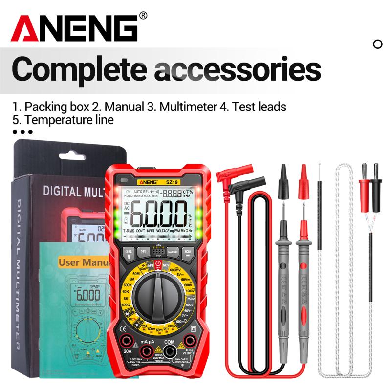 Buy Aneng Sz19 Digital Multimeter 6000 Counts Tester Manual Range False ...