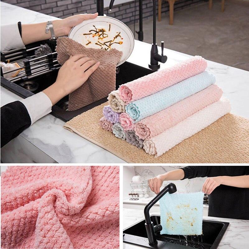 Buy Soft Microfiber Kitchen Towels Absorbent Dish Cloth Anti-grease ...