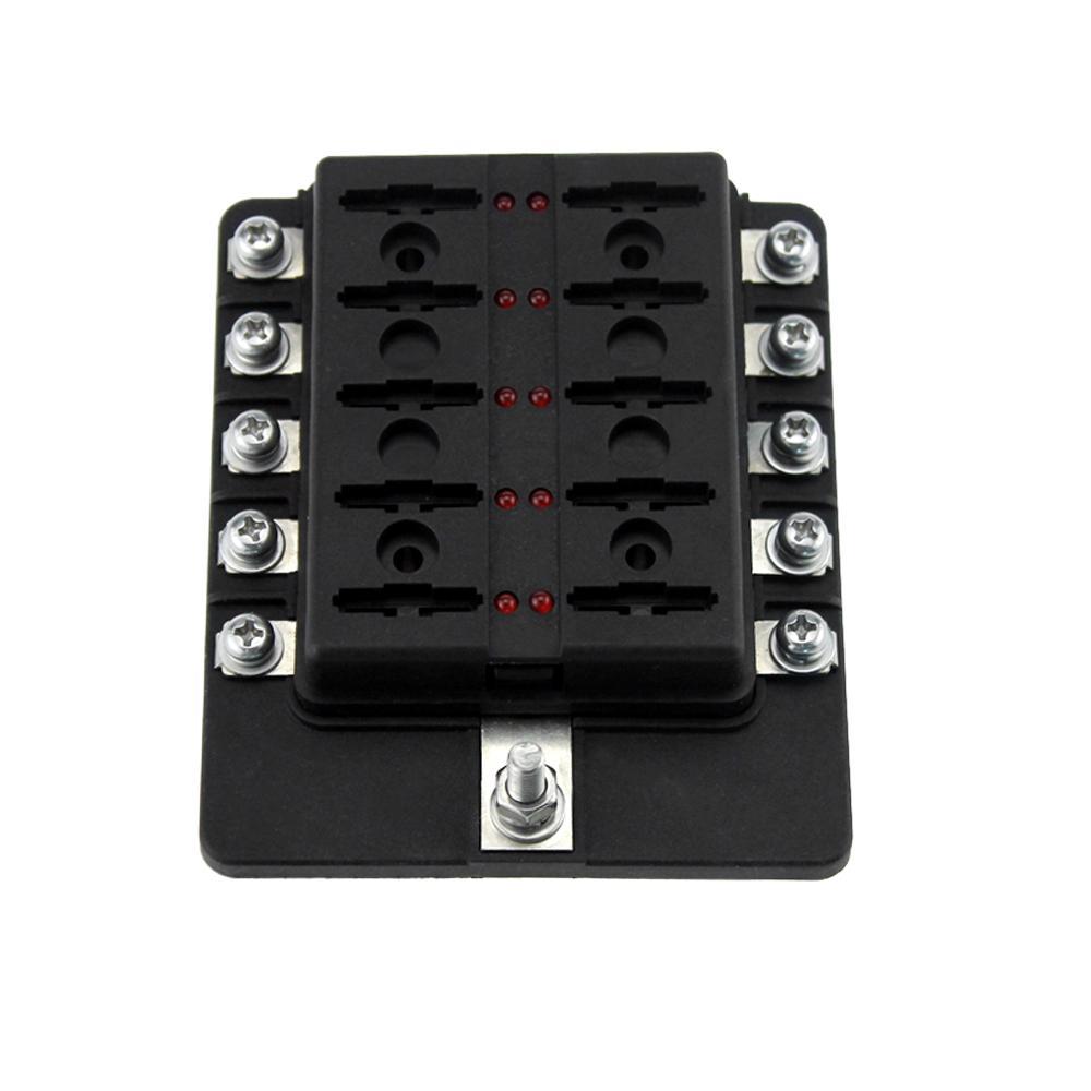 Buy 10 Way Blade Fuse Box Holder Fuse Blocks with Red LED Indicator ...