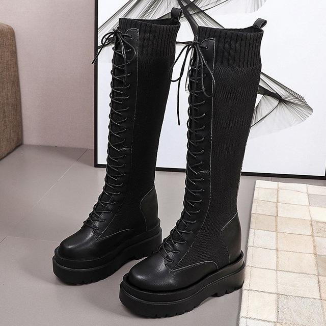 Cheap Spring Boots Women Knee High Long Boots Split Leather Fashion ...