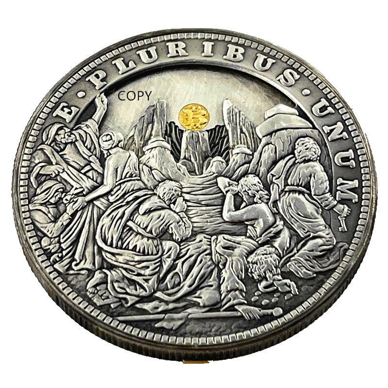 Buy Handmade Movable Mechanism Coin Gold Color Bitcoin Coin Collectible ...