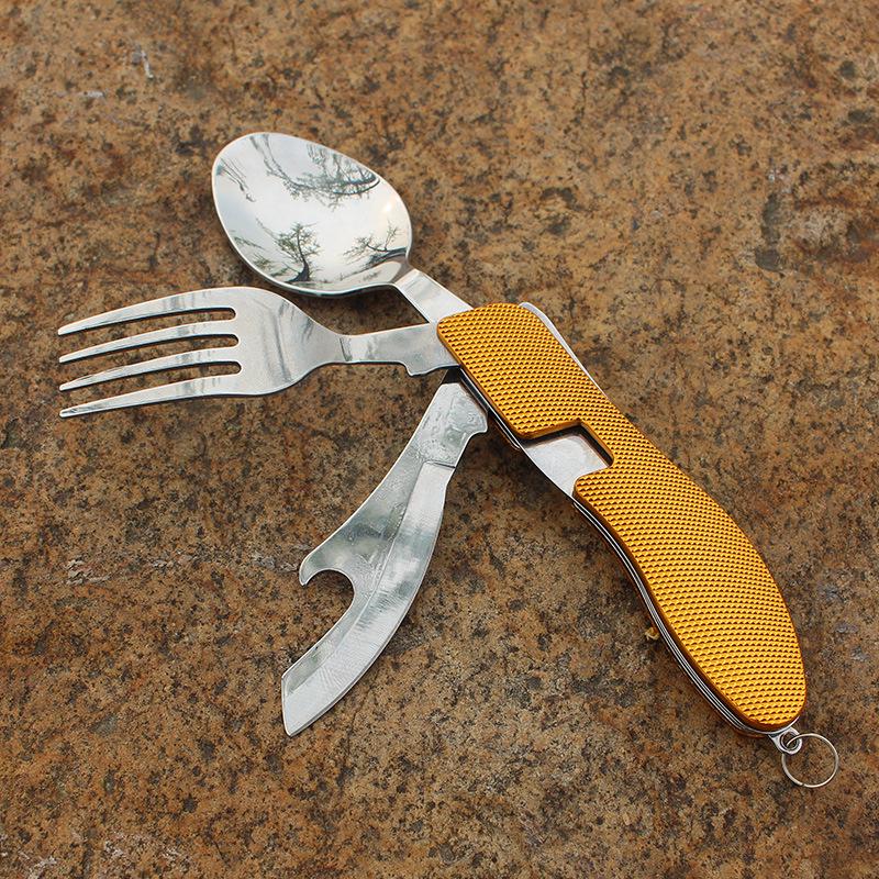 Buy 3 In 1 Portable Folding Knife Fork Spoon Set Compact Pocket Spoon ...